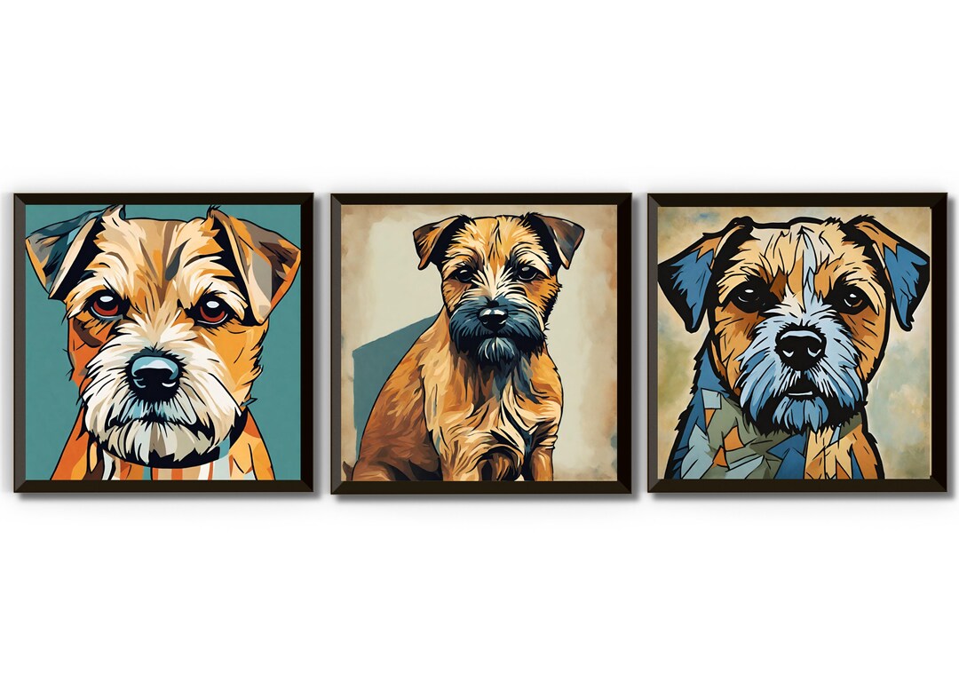 Border Terrier Art Trio: Pop Art Dog Prints (instant Download) - Etsy