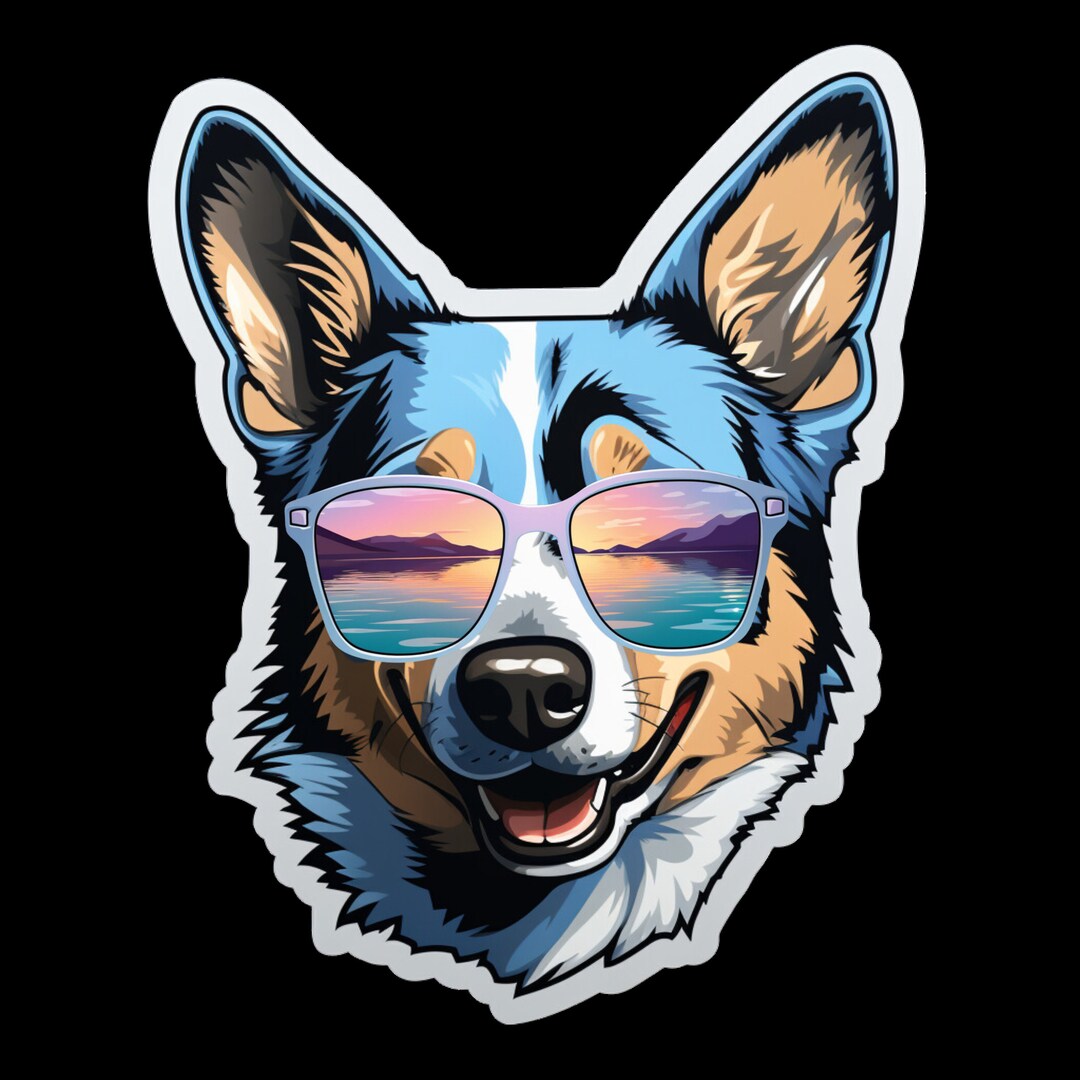 Waterproof Vinyl Sticker Blue Heeler Australian Cattle Dog Wearing ...