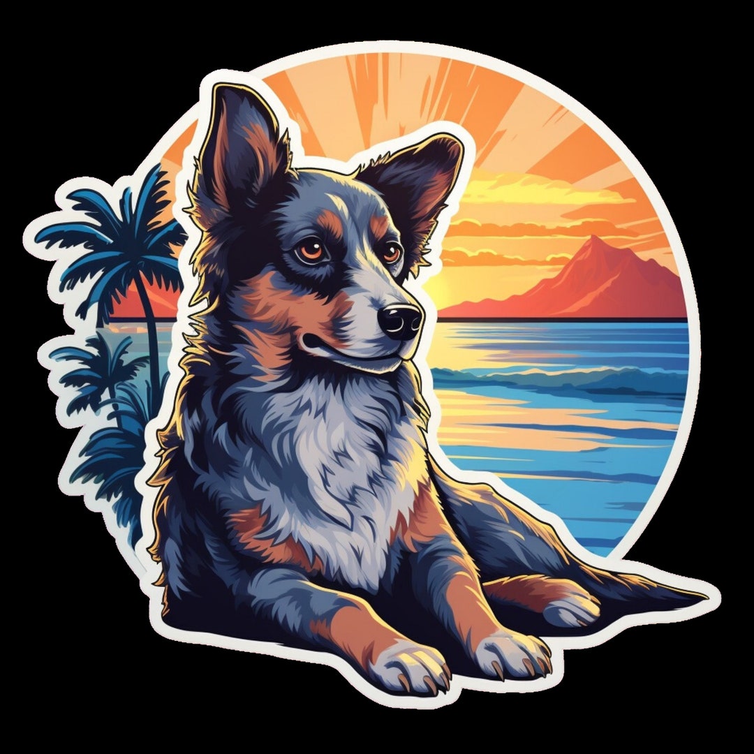 Waterproof Vinyl Sticker Blue Heeler Australian Cattle Dog Chillin’ on ...