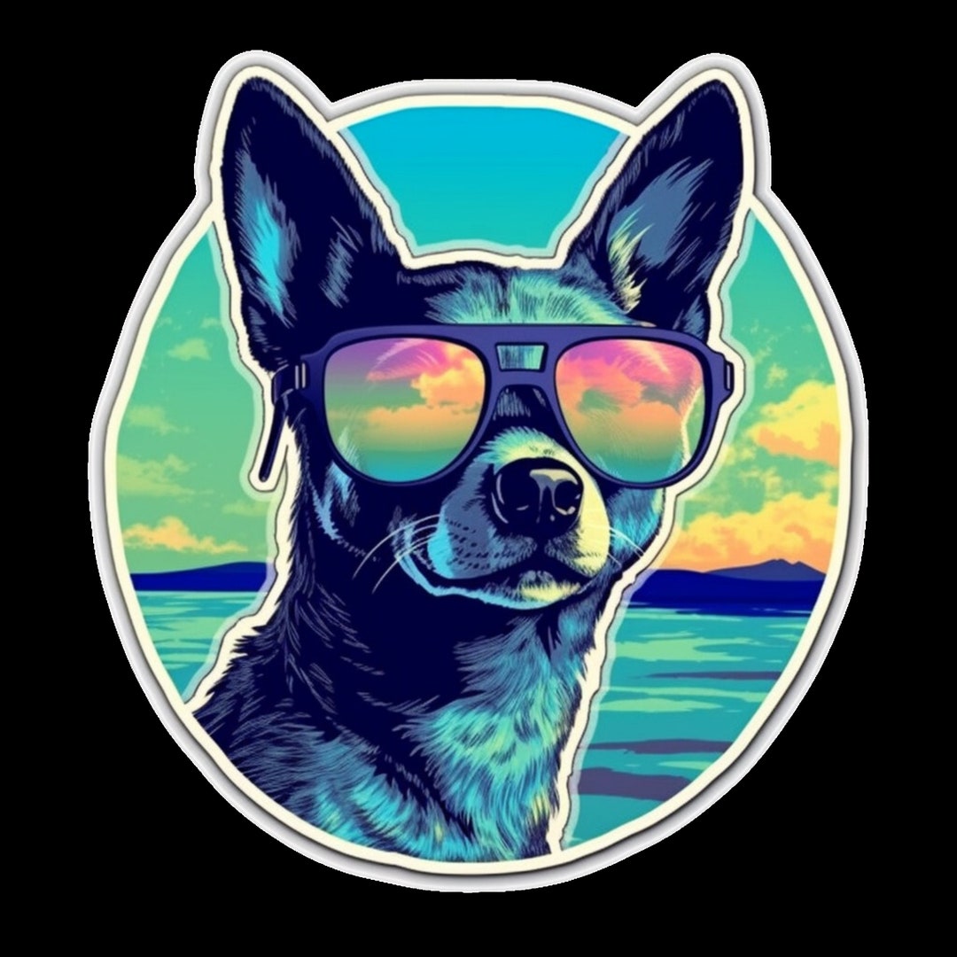 Waterproof Vinyl Sticker Blue Heeler Australian Cattle Dog Puppy ...