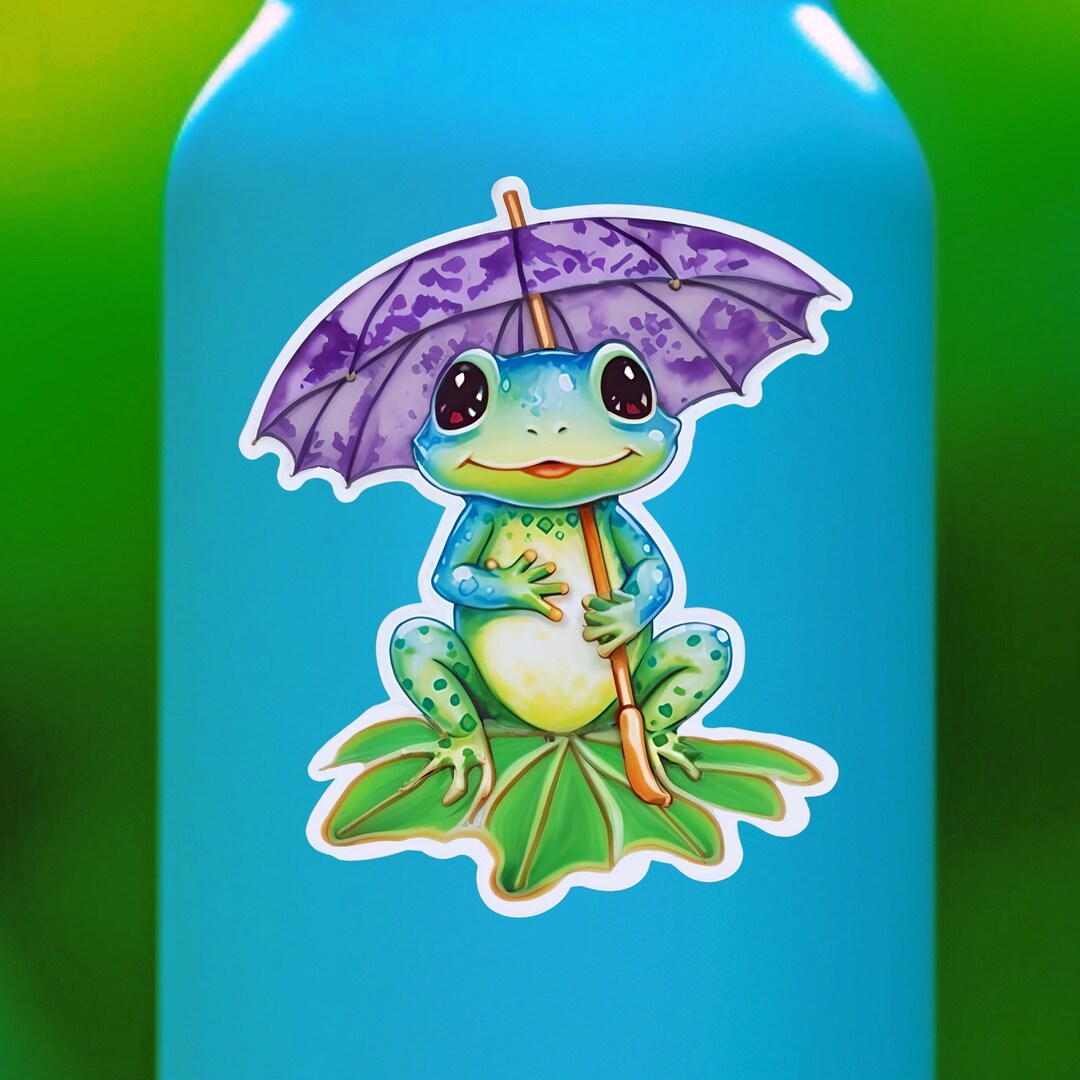 The Cutest Little Baby Frog Sticker Holding A Parasol - Etsy
