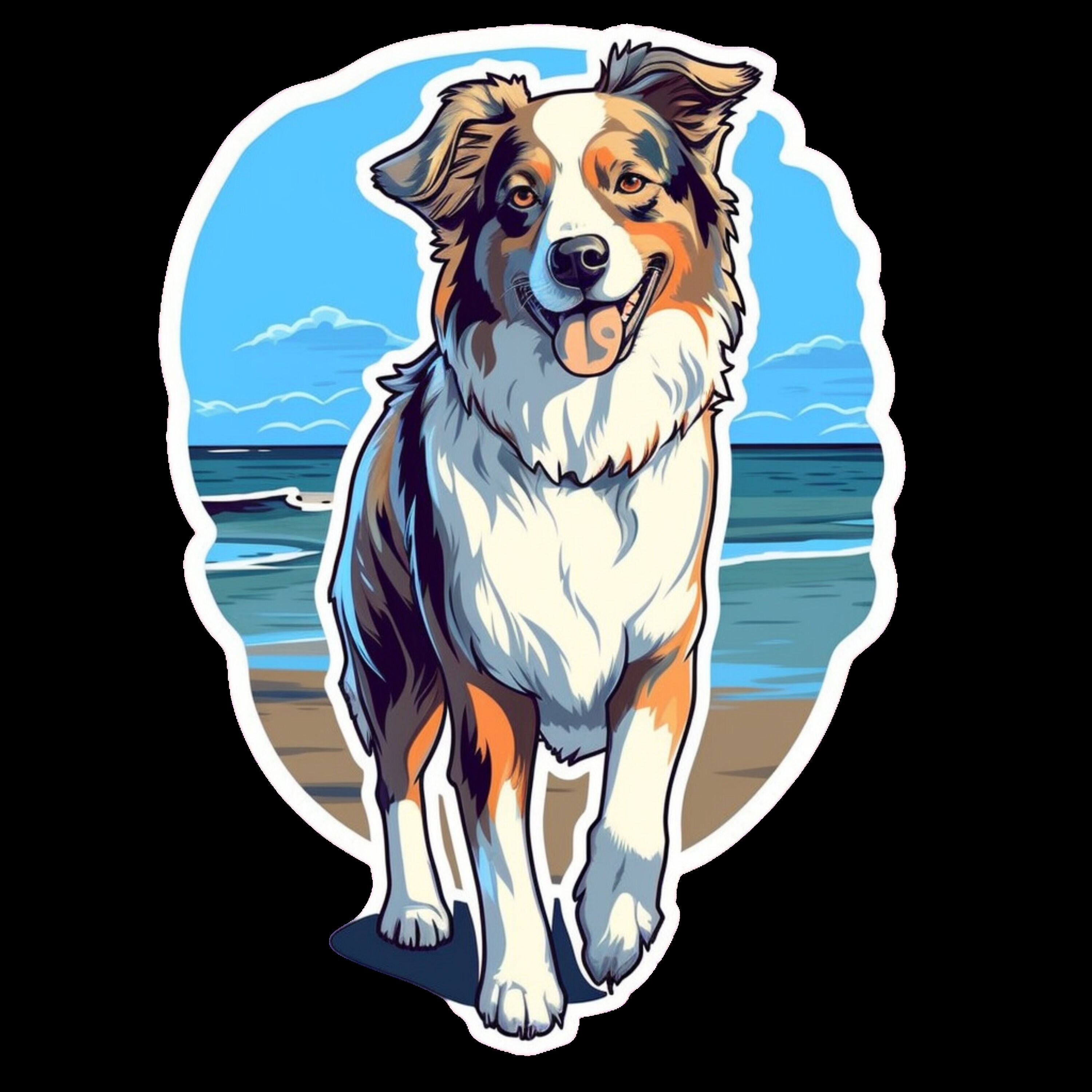 Waterproof Sticker Australian Shepherd Aussie Dog Chillin’ on an Ocean ...