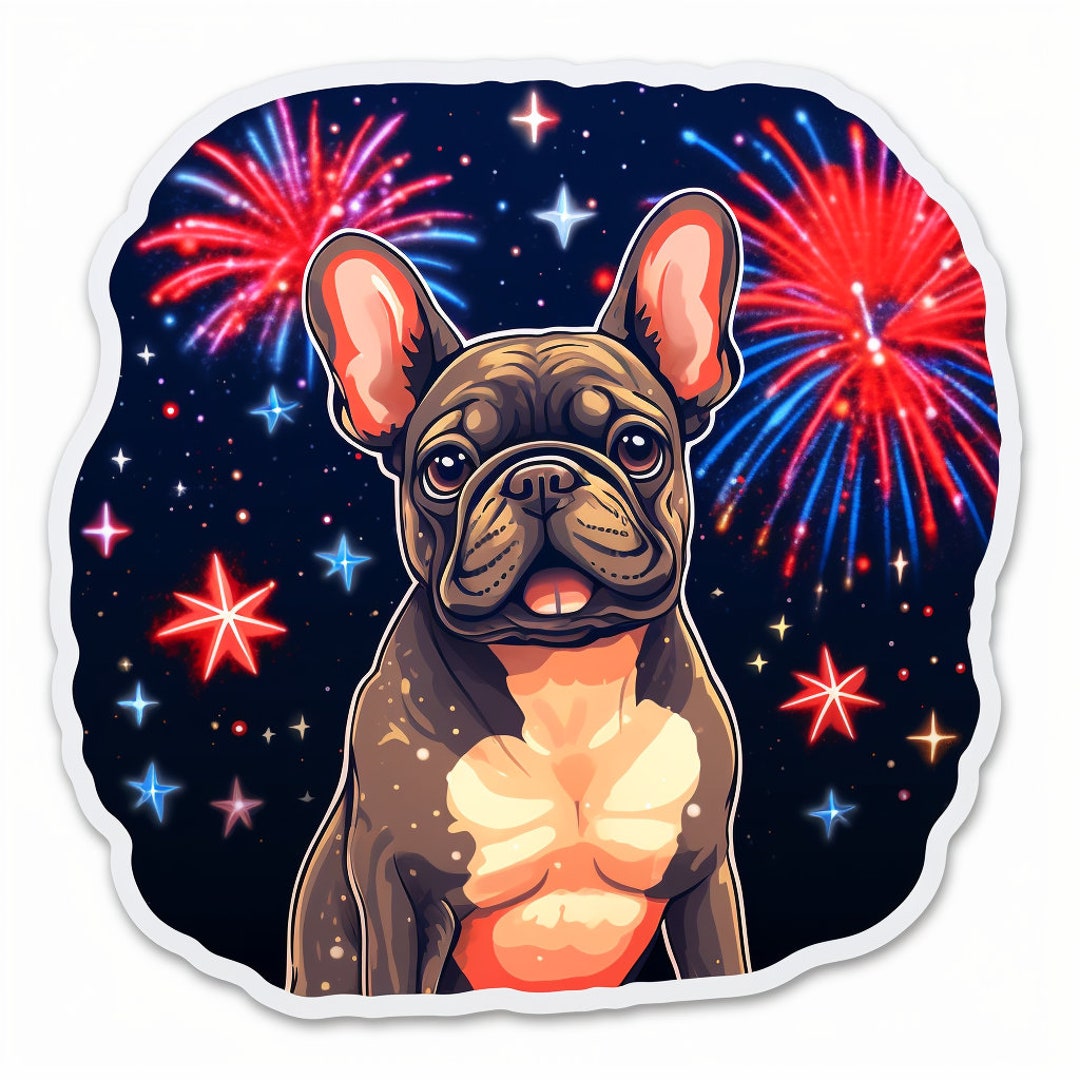 French Bulldog Puppy Dog Watching 4th of July Fireworks From Beautiful ...