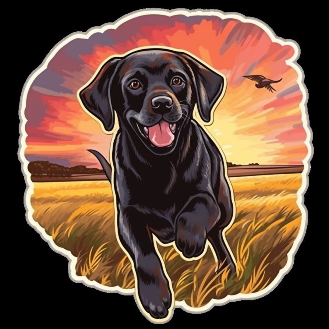 Waterproof Vinyl Sticker Black Lab Labrador Retriever Puppy Dog Running ...