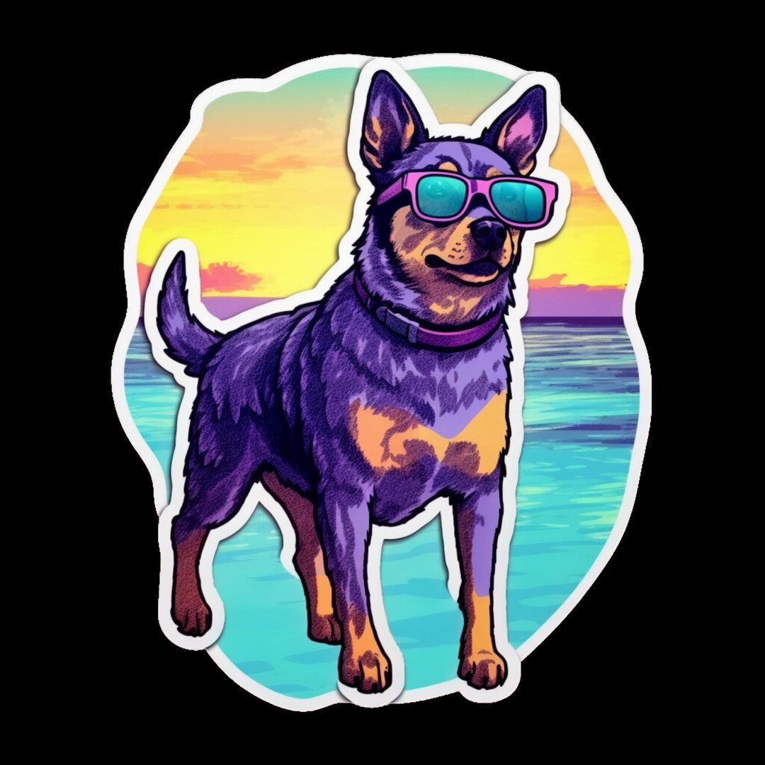 Waterproof Vinyl Sticker Blue Heeler Australian Cattle Dog Chillin’ on ...