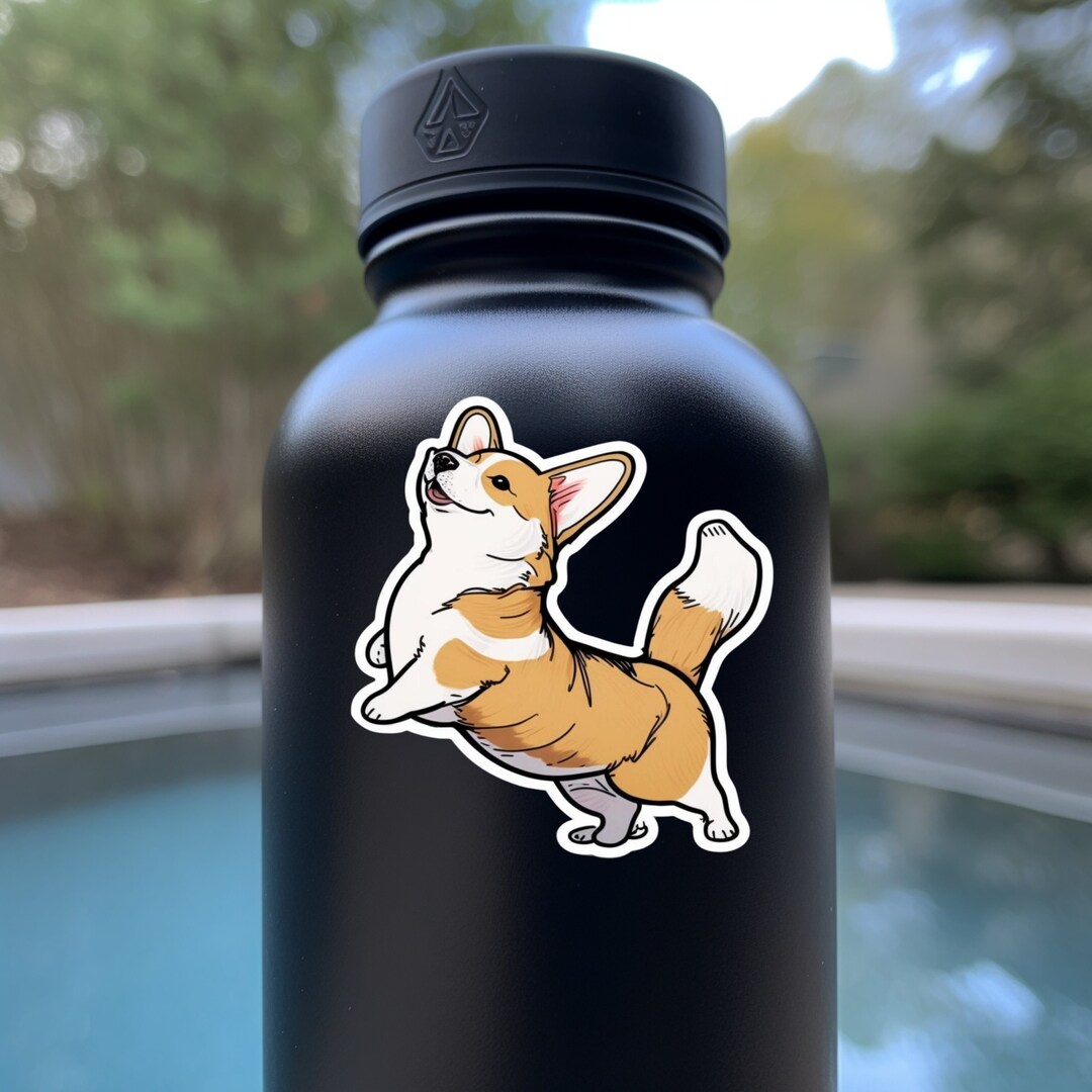 Waterproof Sticker Fabulous Happy Corgi - Etsy