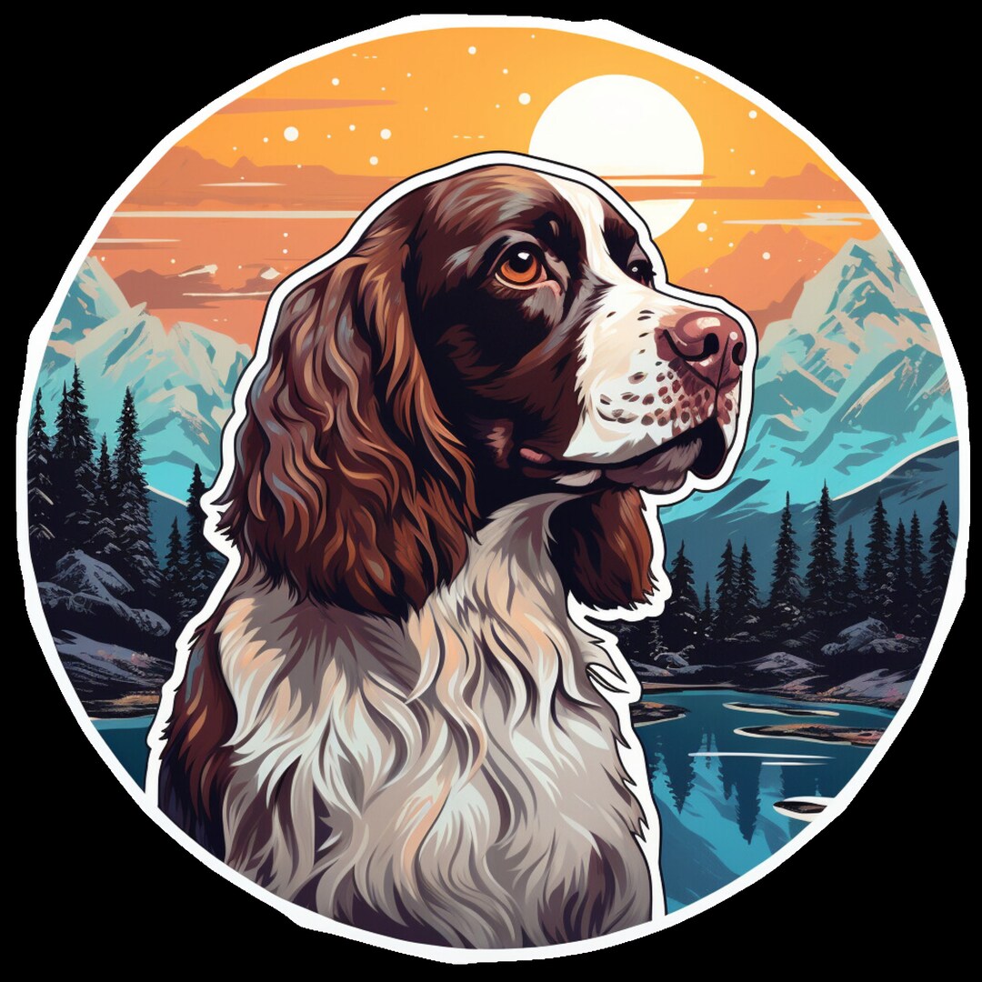 English Springer Spaniel Hiking in the Beautiful Mountain Forest V3 Vinyl Sticker - Etsy
