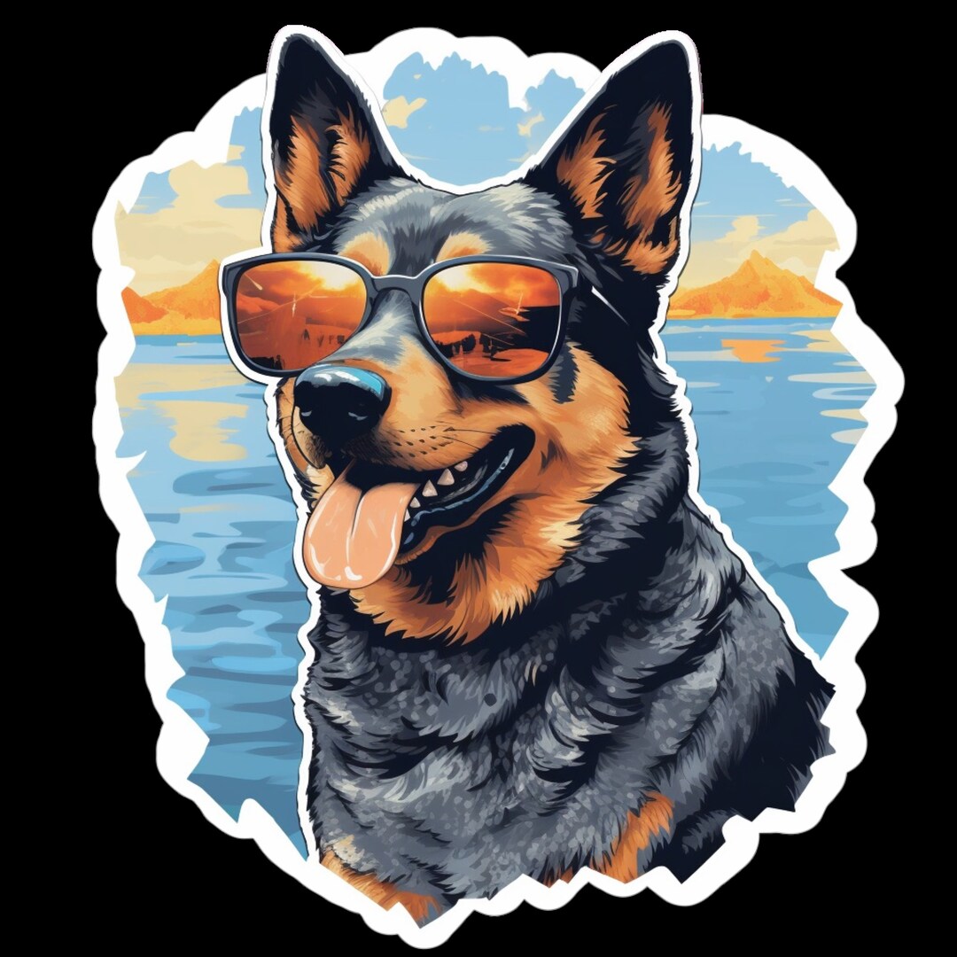 Waterproof Vinyl Sticker Blue Heeler Australian Cattle Dog Chillin’ at ...