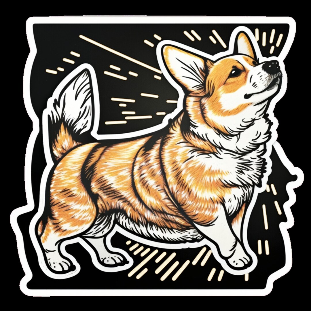 Waterproof Vinyl Sticker Fabulous Shining Dancing Disco Corgi Rainbow ...