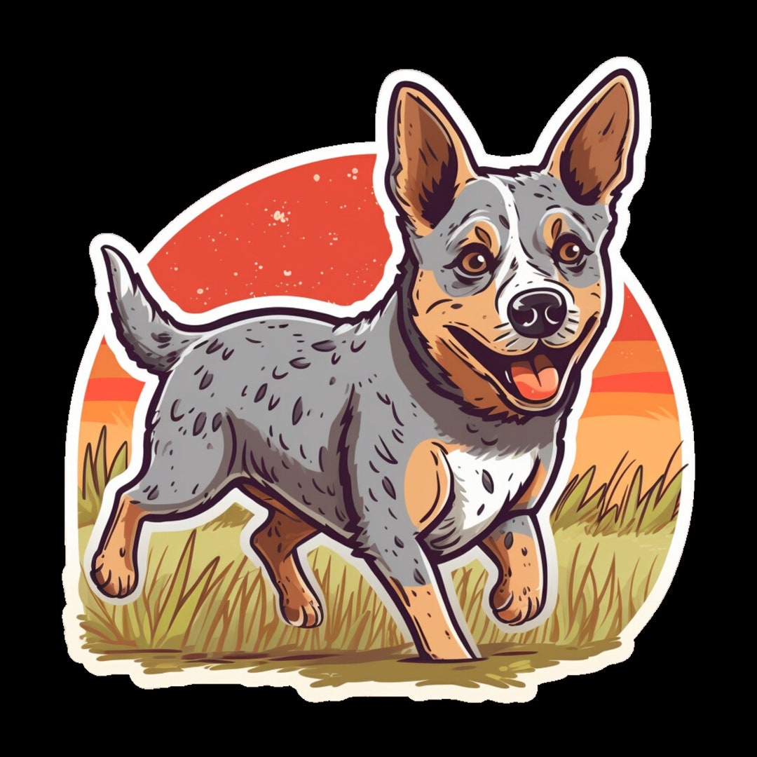 Waterproof Vinyl Sticker Blue Heeler Puppy Australian Cattle Dog Red ...
