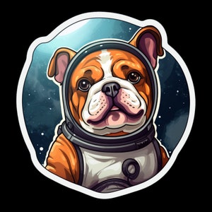 Waterproof Sticker Bulldog Puppy as an Outer-space Astronaut - Etsy