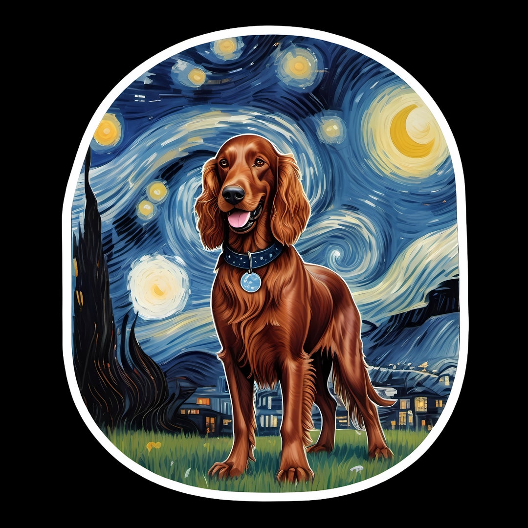 Irish Setter in the Starry Night Sky Vincent Van Gogh Inspired Artwork ...