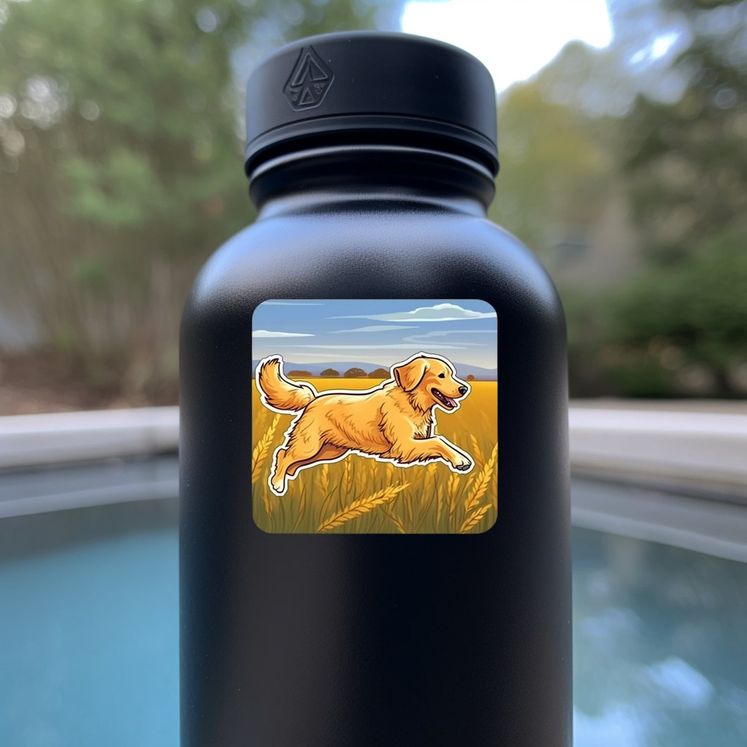 Golden Retriever Jumping in Field Happy Dog Sticker Vinyl Sticker - Etsy