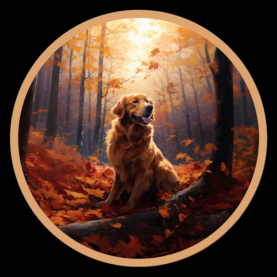 Golden Labrador Retriever in Beautiful Fall Forest V2 Waterproof Vinyl ...