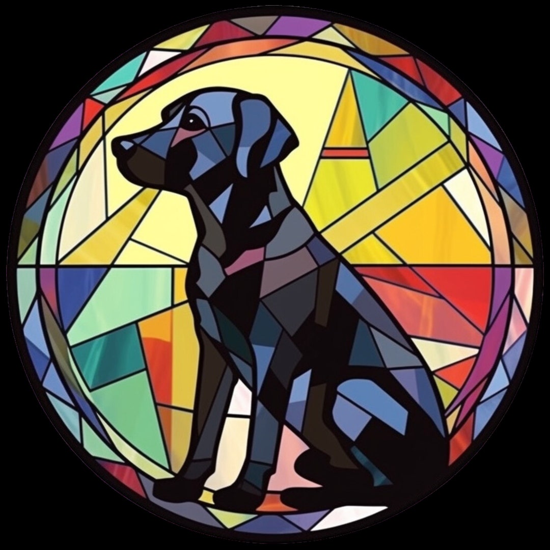 Waterproof Vinyl Sticker Black Lab Labrador Retriever Stained Glass ...