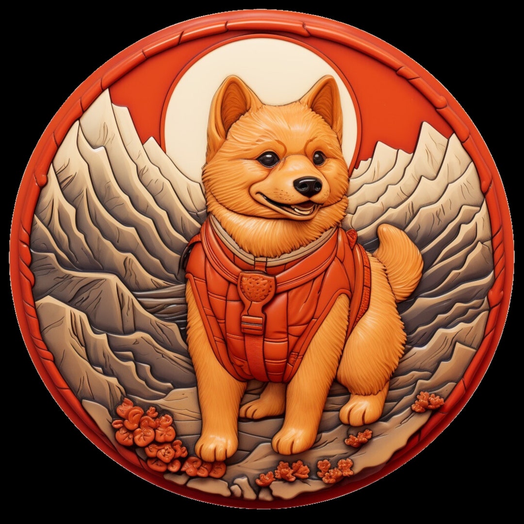 Shiba Inu Dog Backpacking With Mountain Background Beautiful Ceramic 3D ...