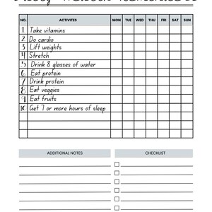 Printable Daily Health Reminders Self Care Checklist | Wellness Journal ...