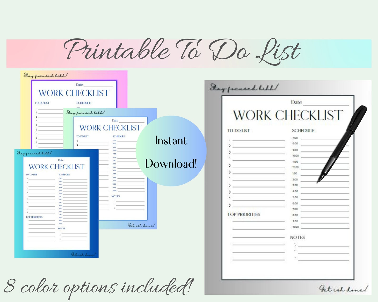 Stay Focused! at Work to Do List, Daily Planner, Tasks, List, Checklist ...
