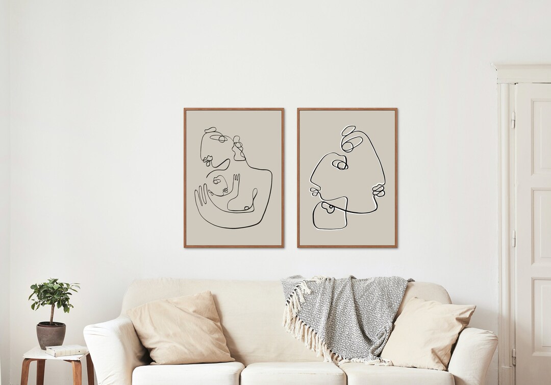 2 Piece Wall Art, One Line Digital Art, Digital Download, Single Line ...