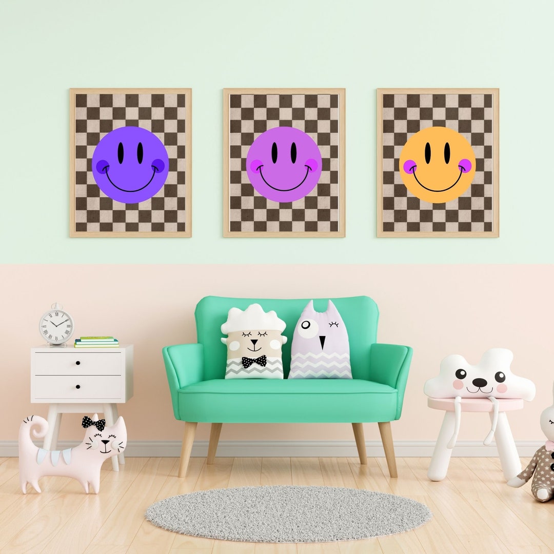 Smiley Face Gallery Wall Set of 3 Downloadable Prints Boy - Etsy