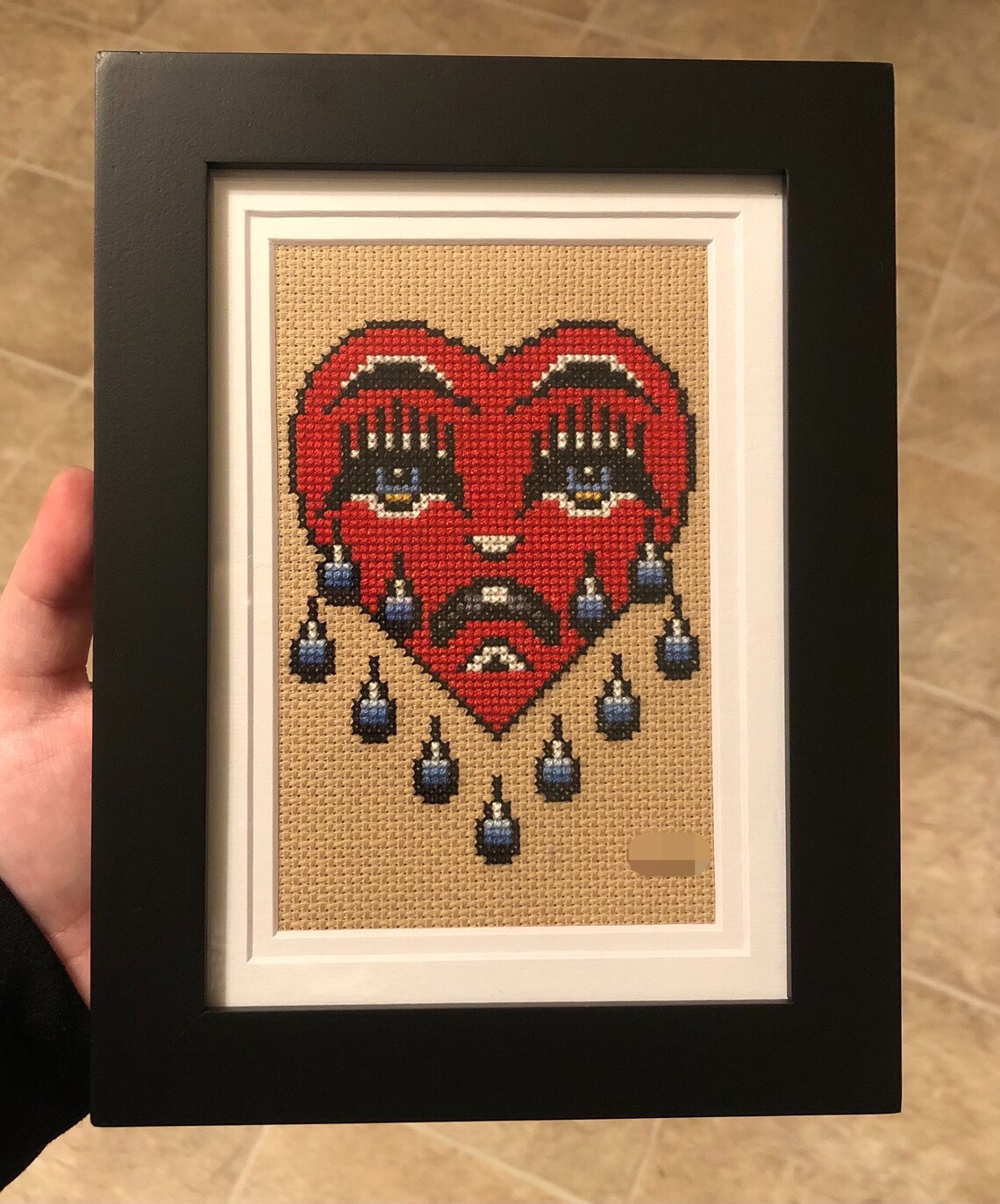 Crying Heart Cross Stitch Pattern PDF Flash Tattoo Counted - Etsy
