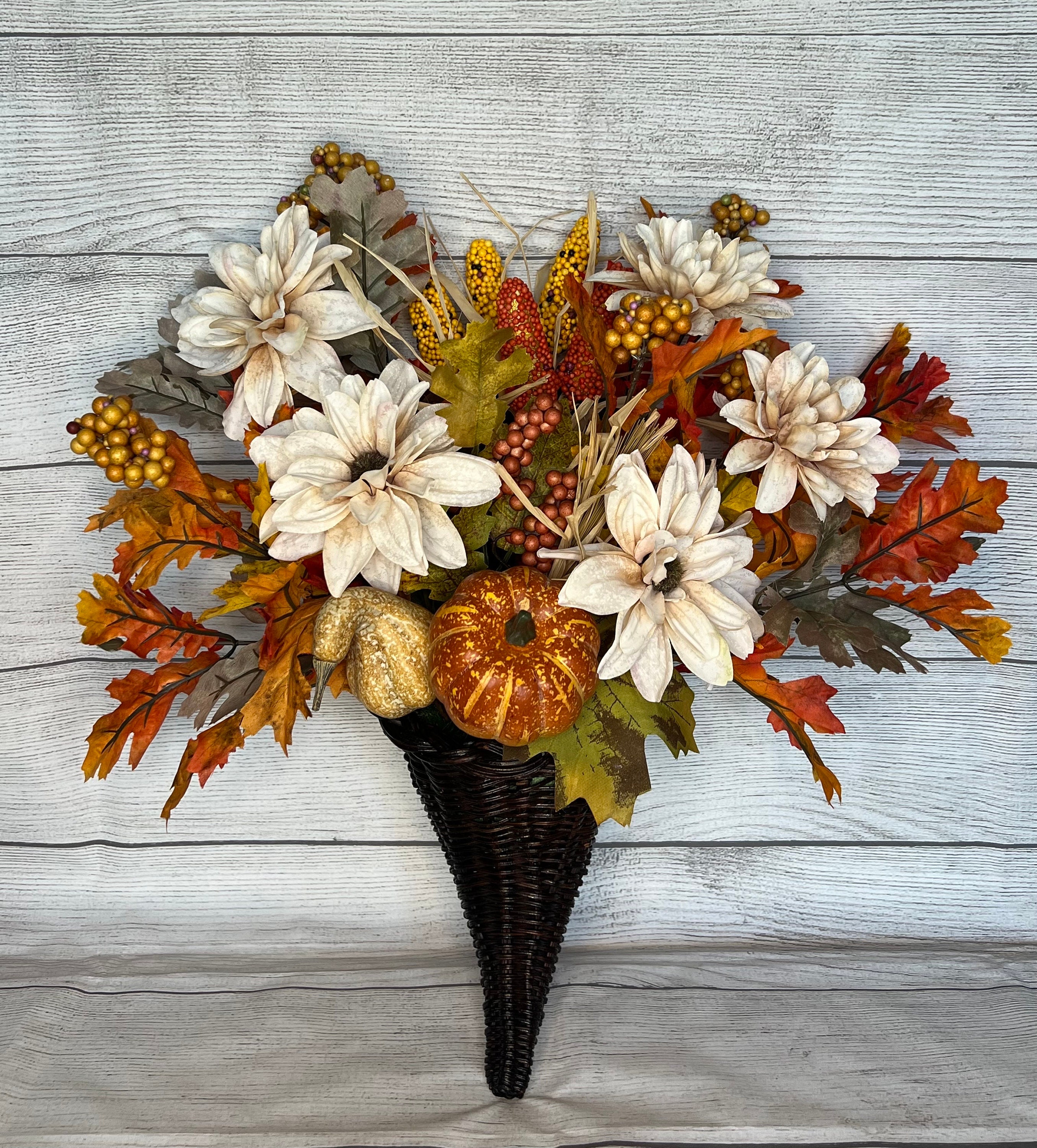 Cornucopia Floral Door Basket, Fall Decor, Thanksgiving Decor - Etsy