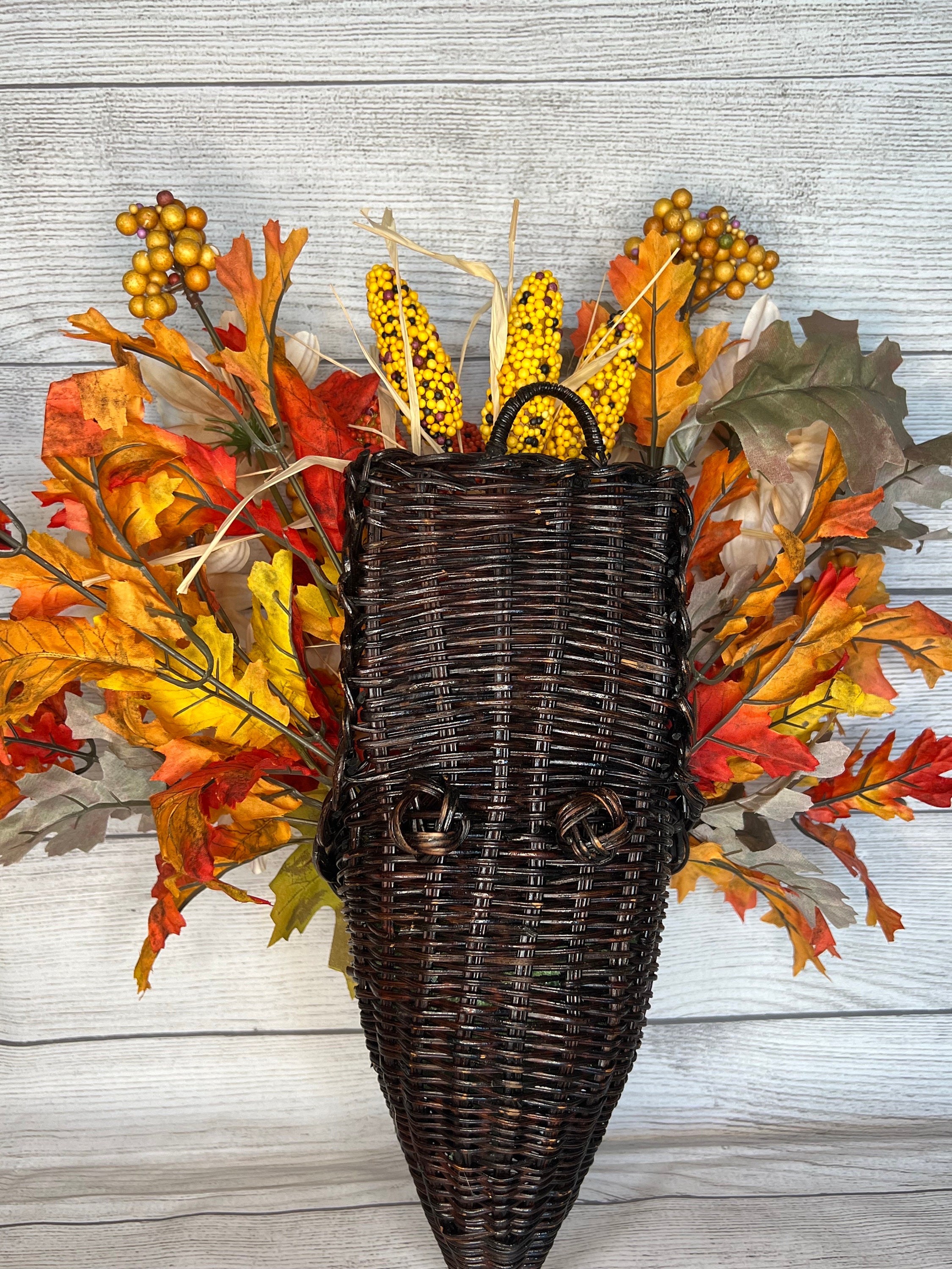 Cornucopia Floral Door Basket, Fall Decor, Thanksgiving Decor - Etsy