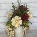 Burgundy & Ivory Dahlias With Wisteria Arrangement, Artificial Floral ...
