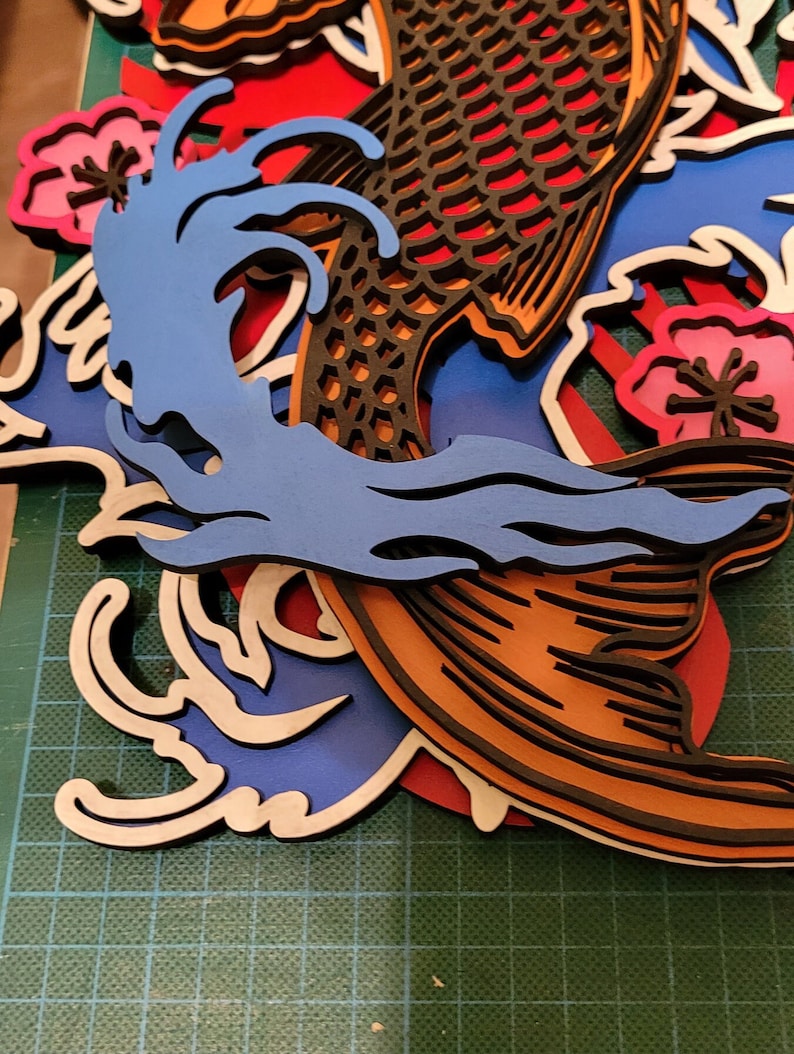 Koi Fish Multi-layer File for Laser Cutting. Decoration and Crafts - Etsy