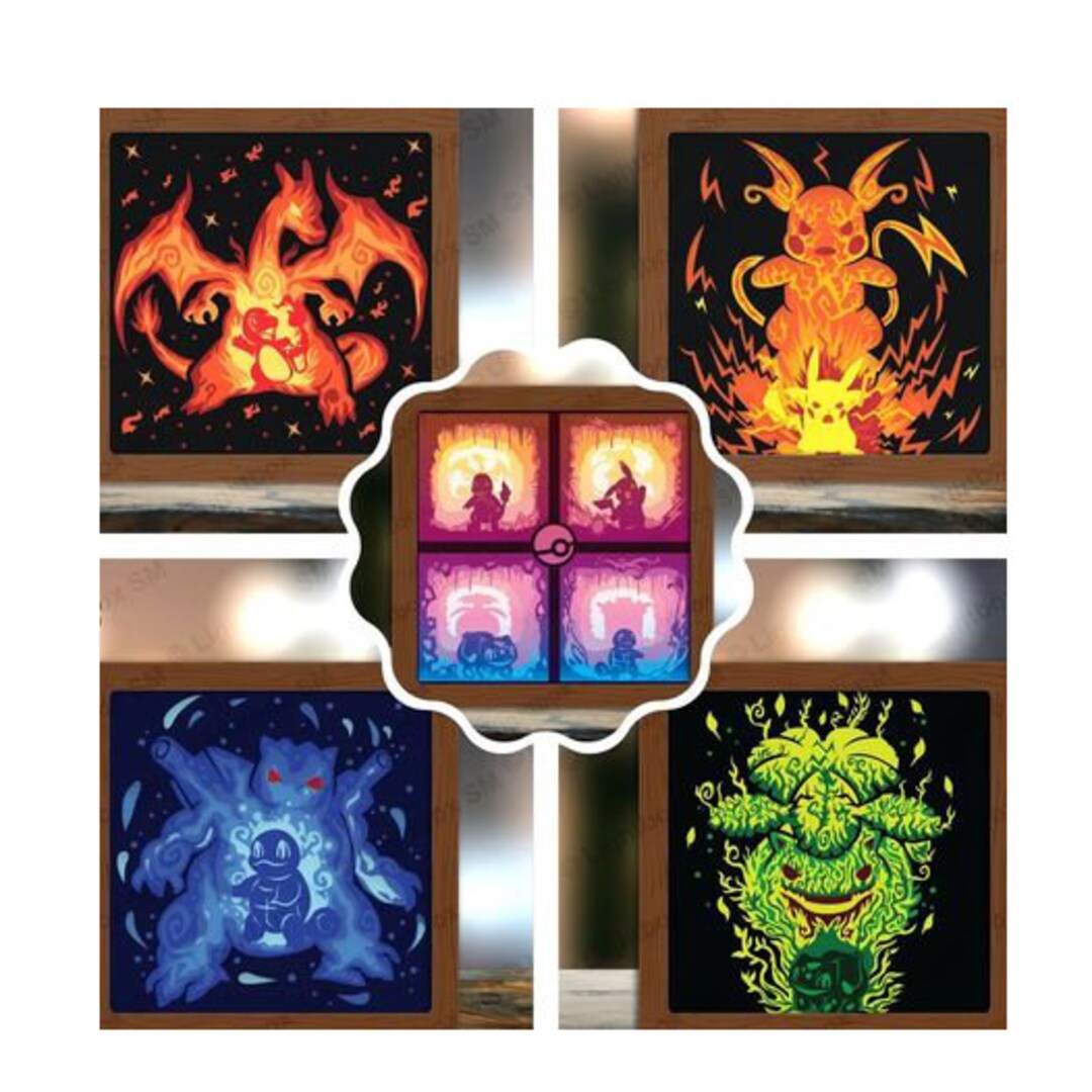 Pokemon, Shadow Box, Pikachu, Multi-layer, Laser File, Shadow Box ...