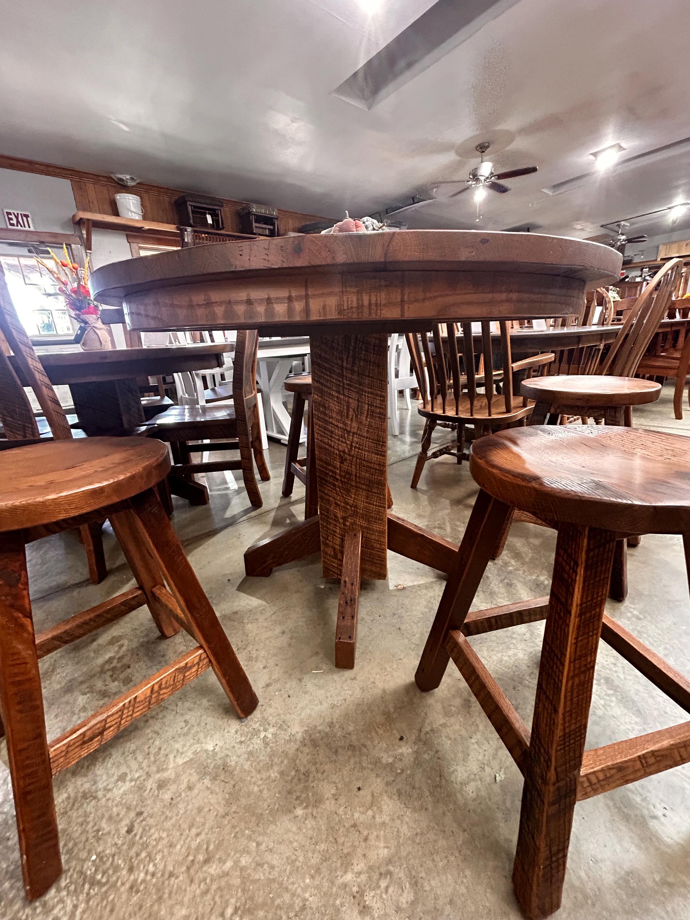 Custom Amish Made Round Bar Table & Stools – Reclaimed Oak Beauty - Etsy
