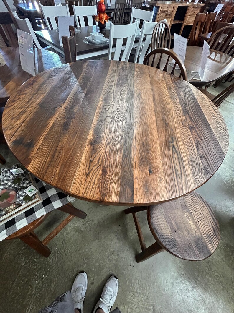 Custom Amish Made Round Bar Table & Stools – Reclaimed Oak Beauty - Etsy