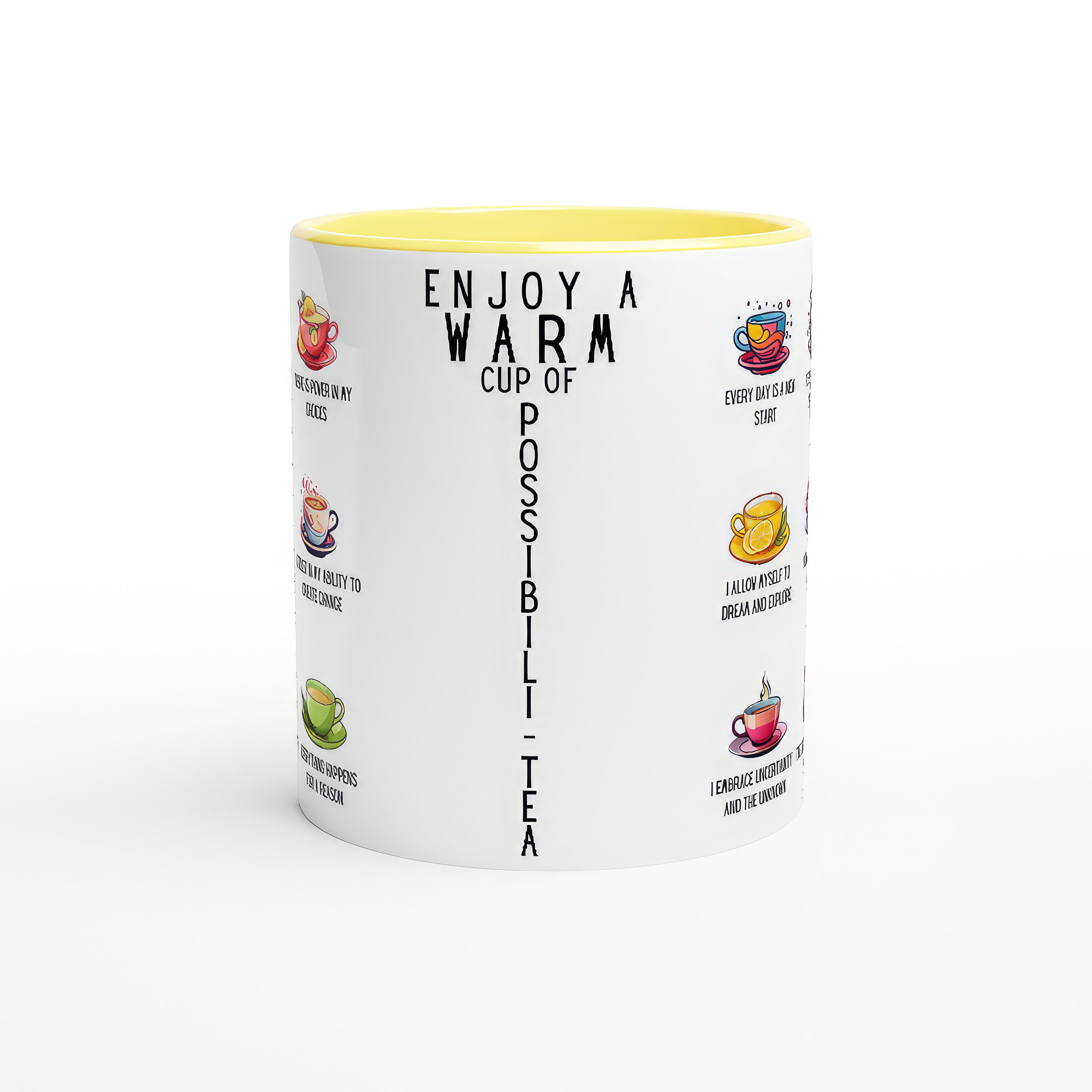 Positive Cup of Possibili-tea Gift for Tea Lover Colored Rim ...
