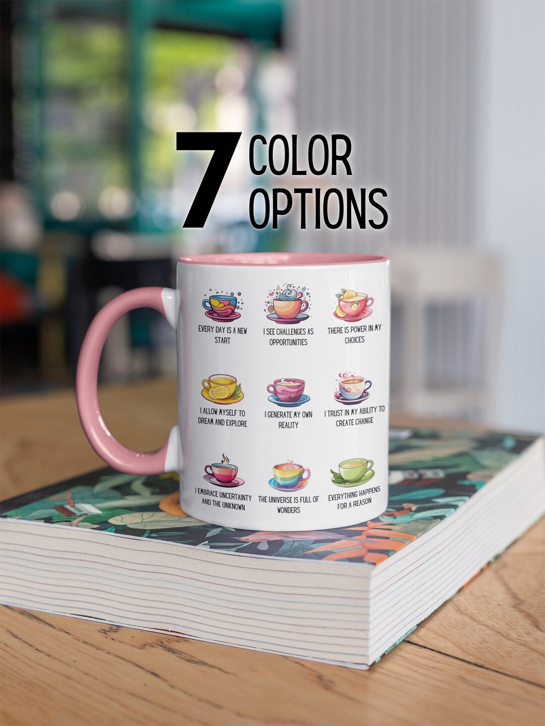 Positive Cup of Possibili-tea Gift for Tea Lover Colored Rim ...