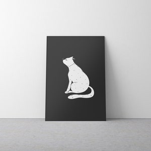 White and Black Cat Printable Poster Cat Wall Decor Animal - Etsy