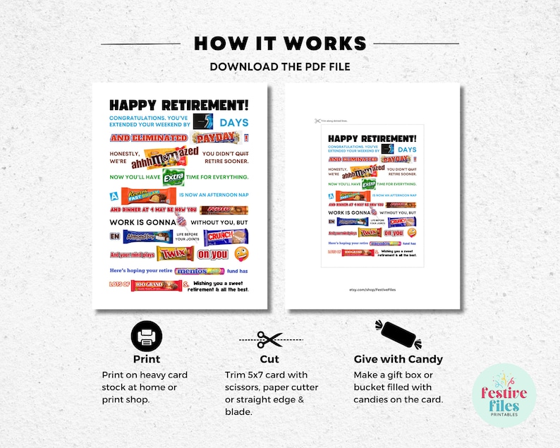 Retirement Candygram Printable - Retirement Gift - Funny Retirement ...