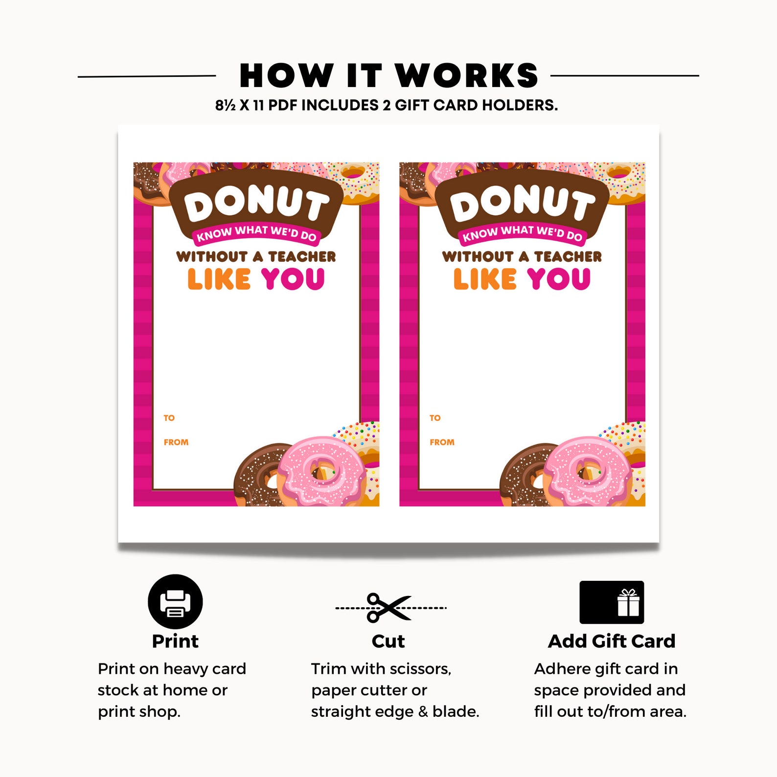 Teacher Dunkin Donuts Gift Card Holder (printable) - Coffee Gifts for ...