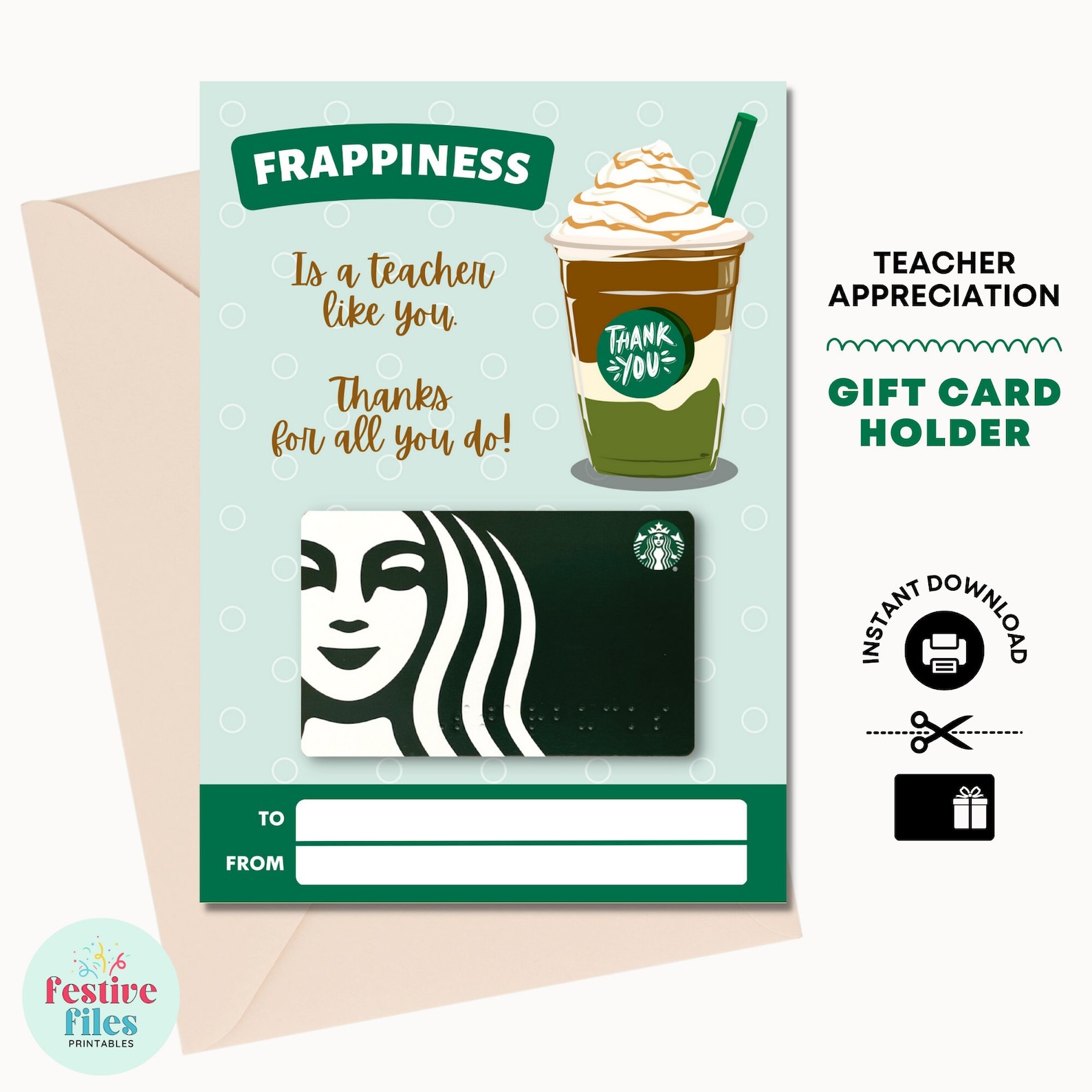 Teacher Starbucks Gift Card Holder (printable) - Coffee Gifts for ...