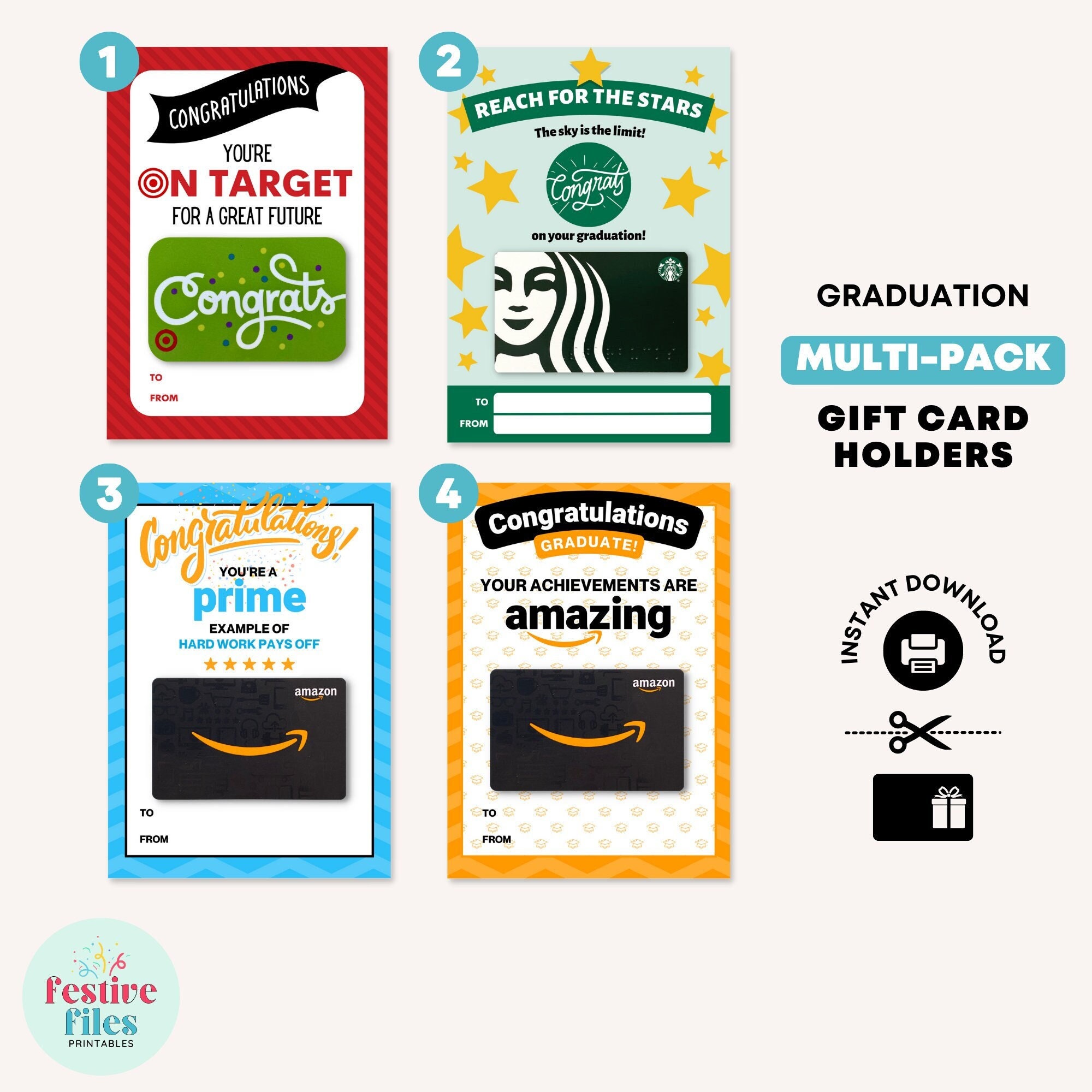 Graduation Gift Card Holder for Target, Starbucks, Amazon printable ...