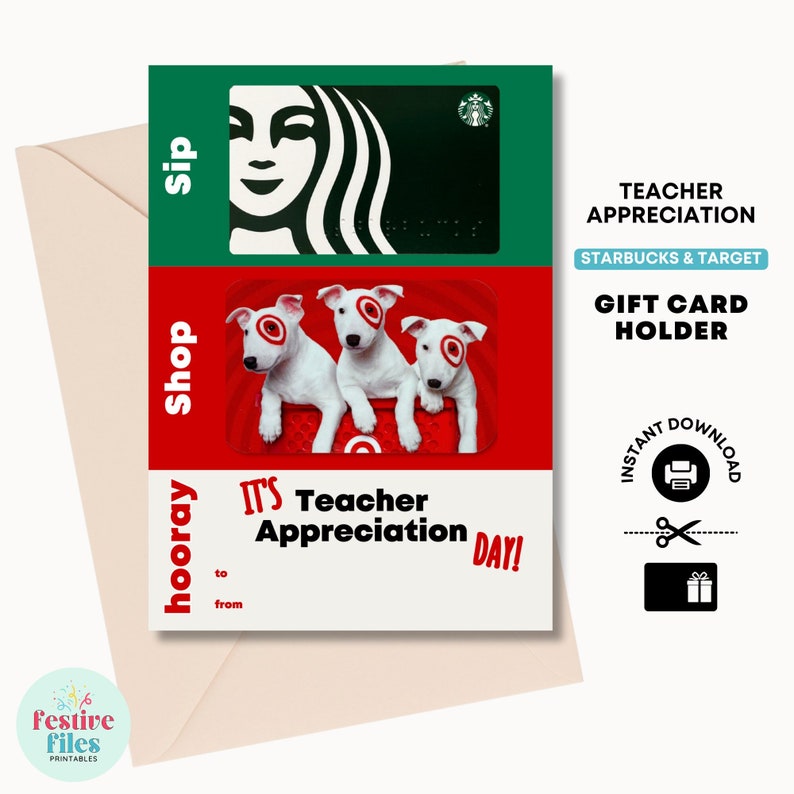 Teacher Appreciation Gift Card Holder for Starbucks and Target ...