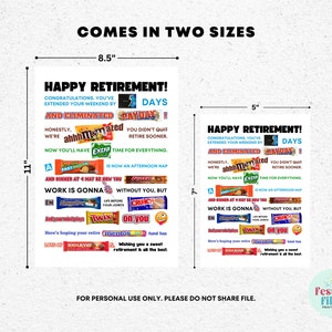 Retirement Candygram Printable - Retirement Gift - Funny Retirement ...