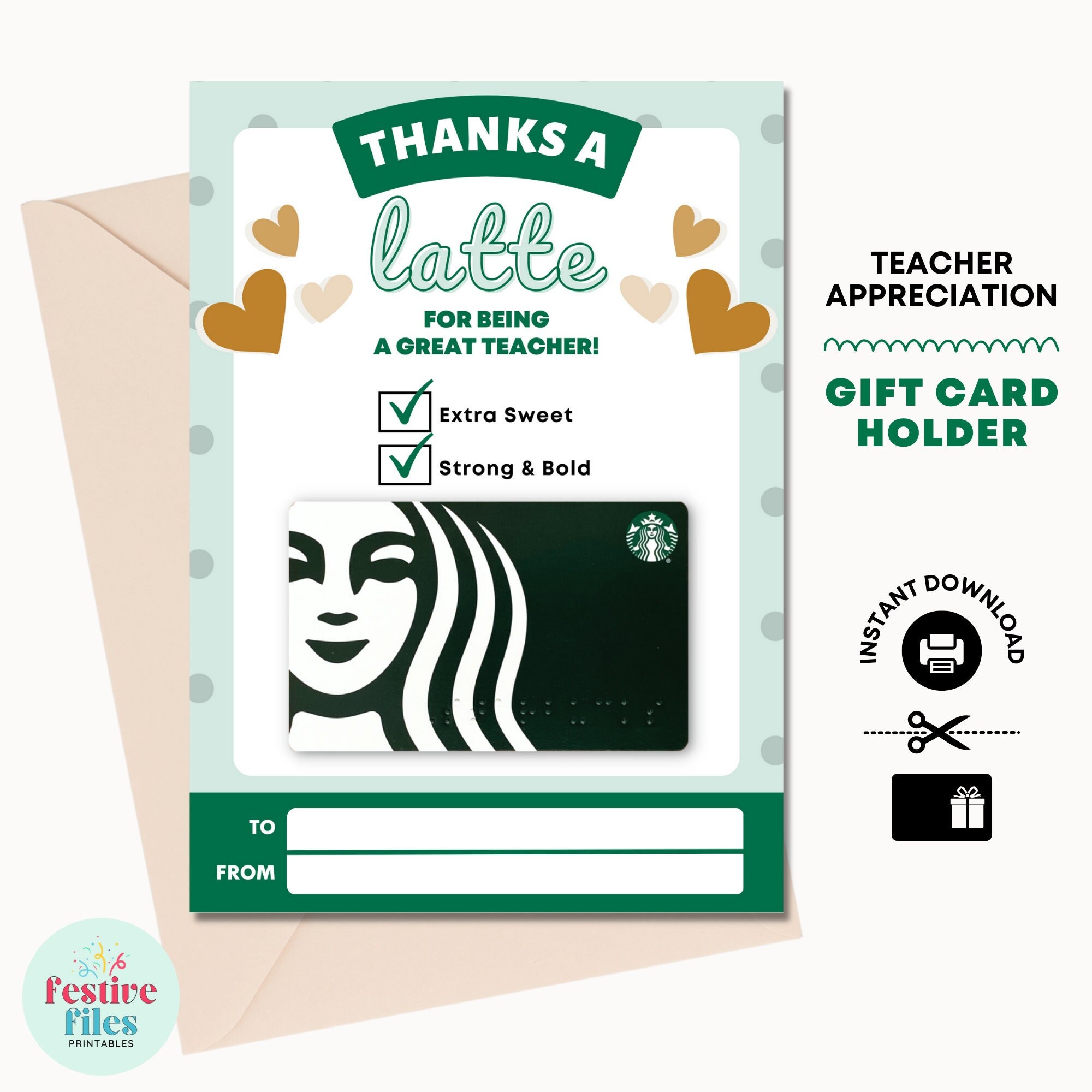 Thanks a Latte Teacher Gift Card Holder - Starbucks Gift Card Holder ...