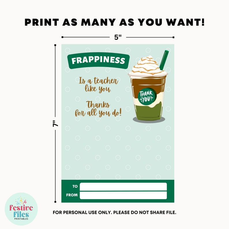 Teacher Starbucks Gift Card Holder (printable) - Coffee Gifts for ...