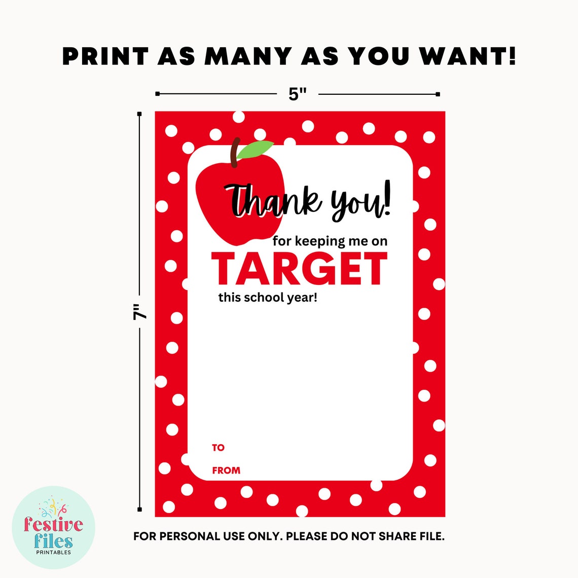 Teacher Target Gift Card Holder (printable) - Teacher Appreciation ...