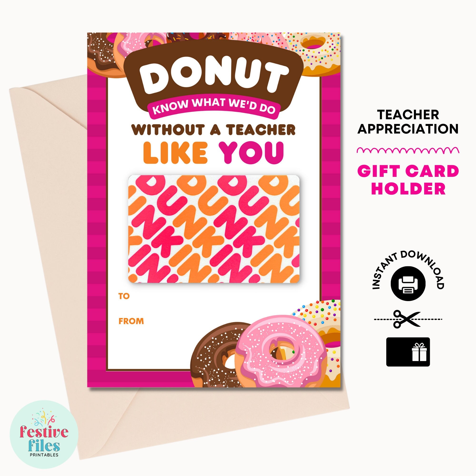 Teacher Dunkin Donuts Gift Card Holder (printable) - Coffee Gifts for ...