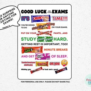 Final Exams Candygram Card – College & High School Gift (PDF) - Etsy