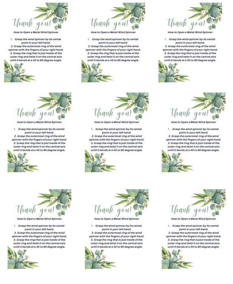 Digital How to Open A Wind Spinner Plain Text Instructions and Thank ...