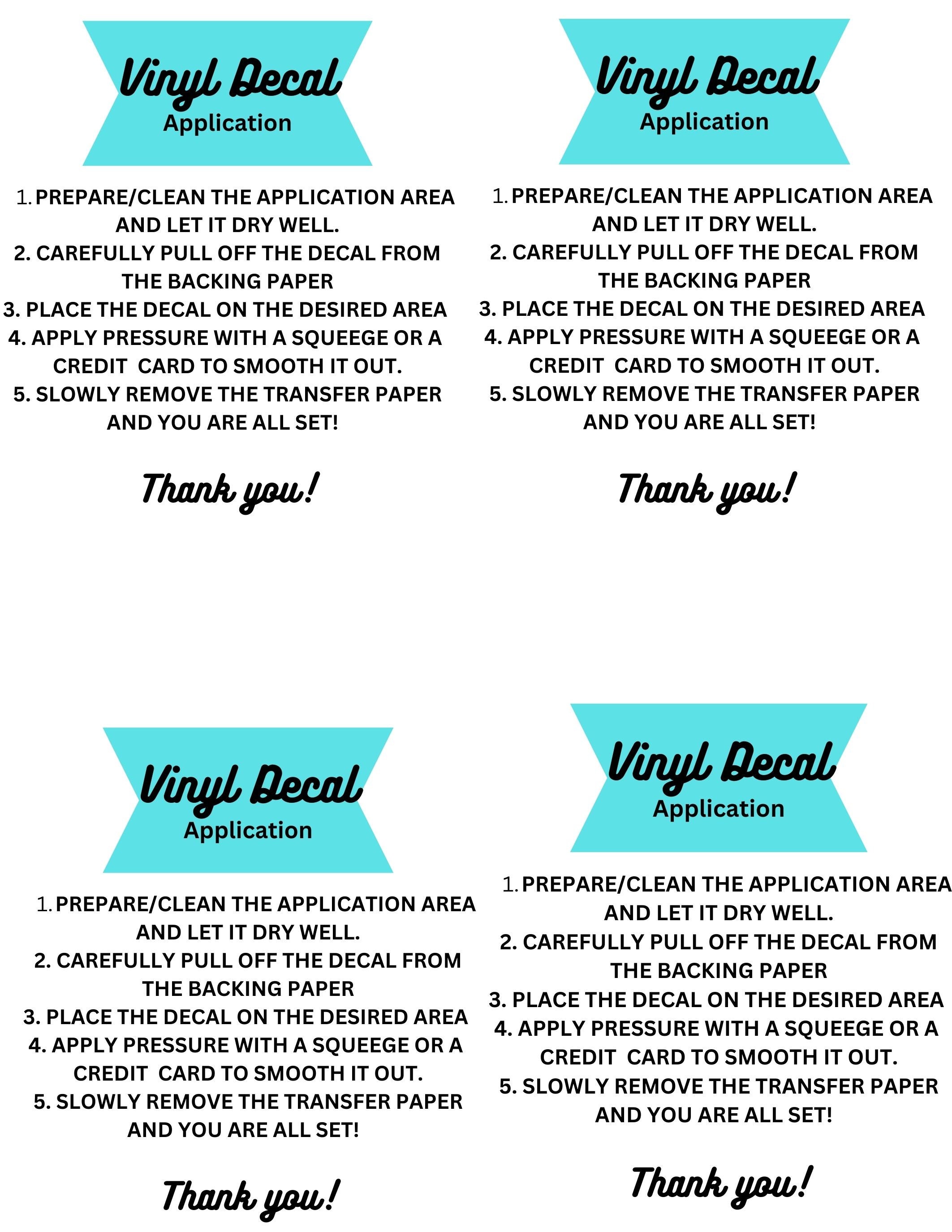 Vinyl Decal Instruction Application Sheet PDF, SVG, PNG, Jpeg Print ...