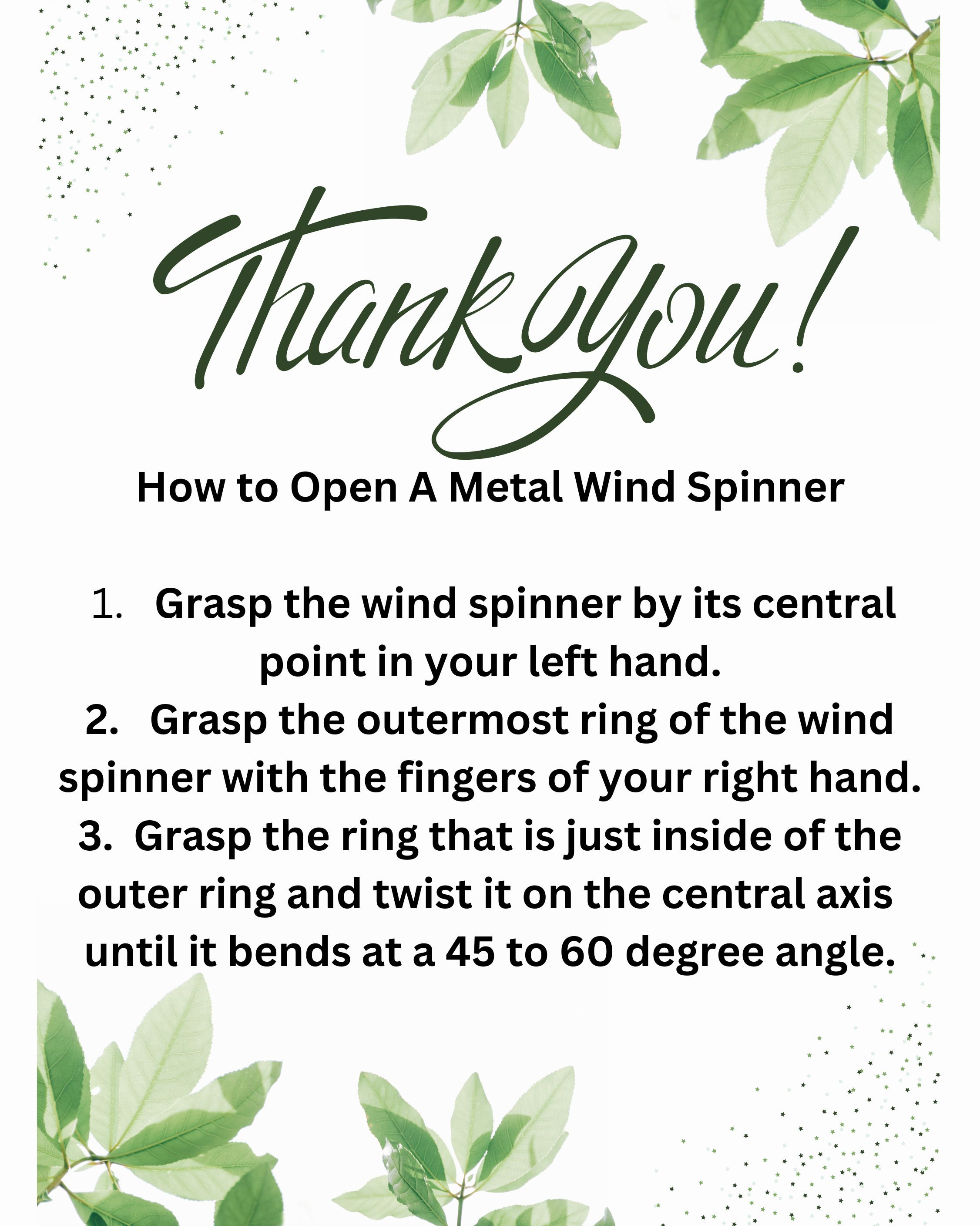 Digital How to Open A Wind Spinner Plain Text Instructions and Thank You to Send to Your ...