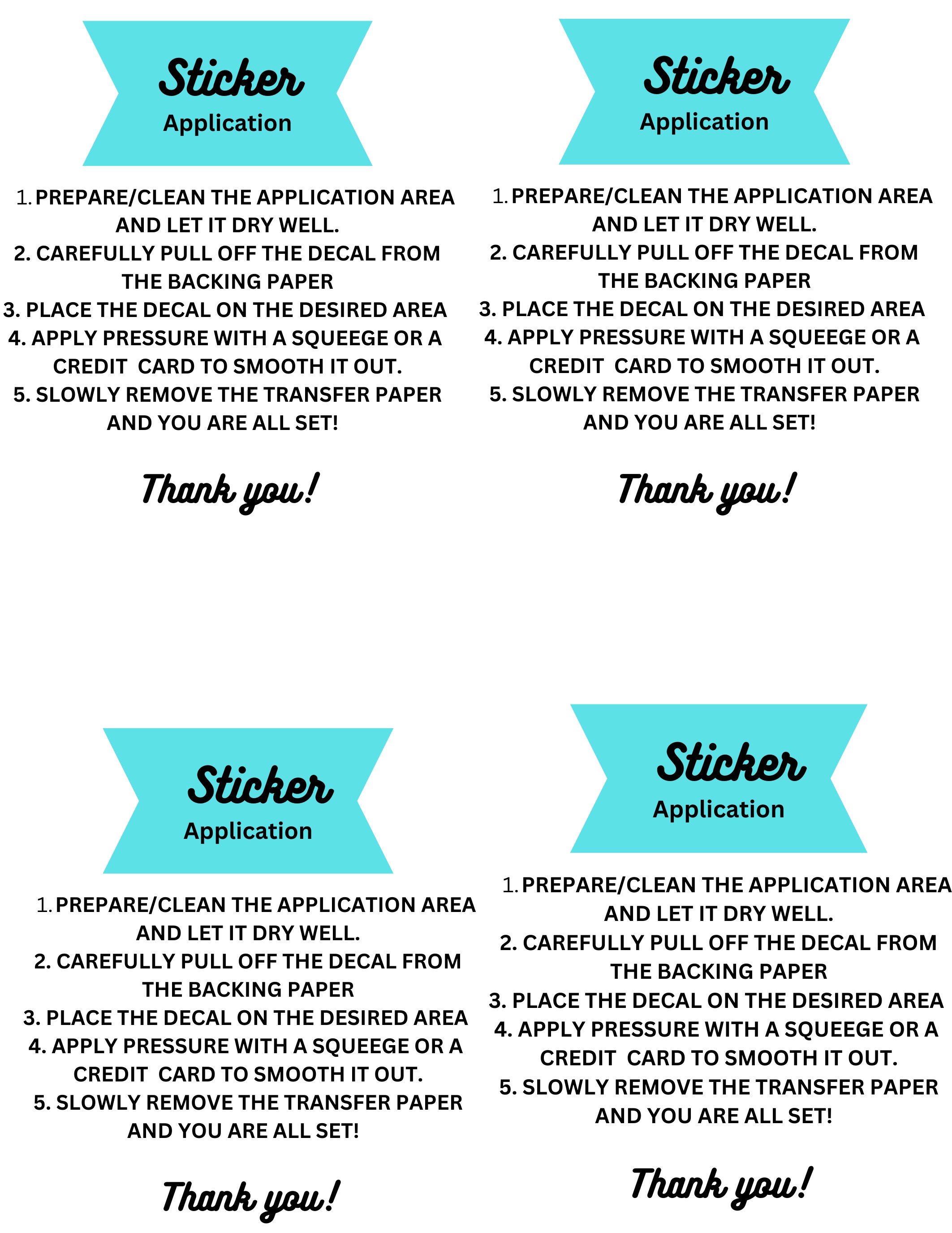 Sticker Decal Application Instructions Available in PDF, SVG, PNG, or ...